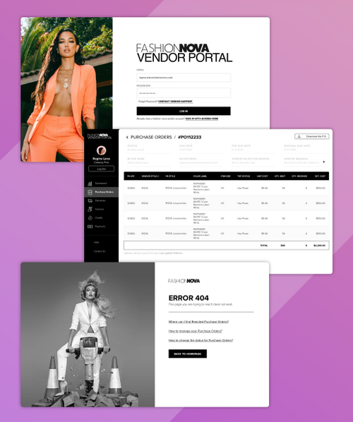 Fashion Nova Vendor Portal