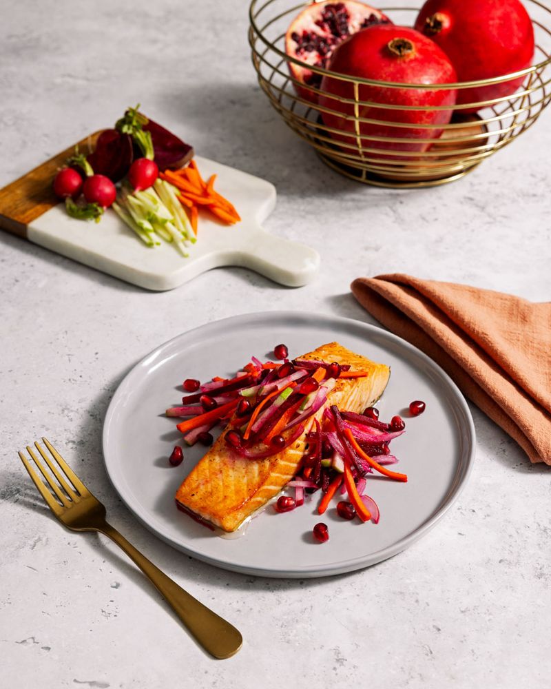 Pan-Seared Salmon With POM Slaw | POM Wonderful