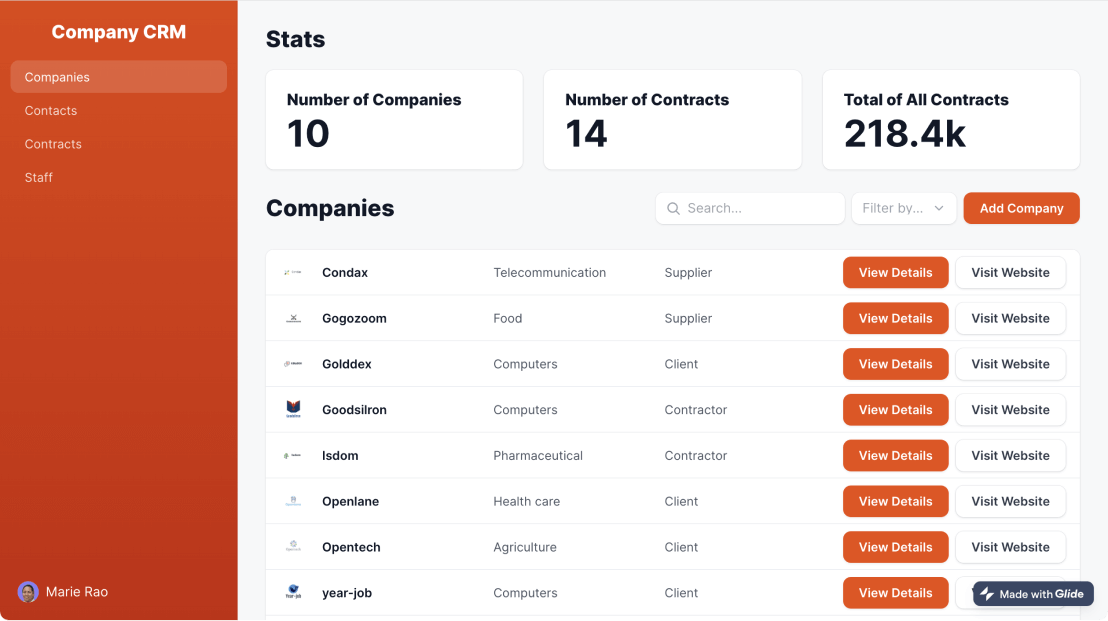 Top 18 Glide app templates for no-code development