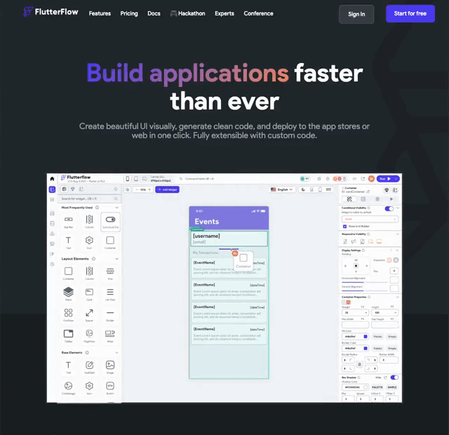 Flutterflow | Landing Page Inspiration on Glance