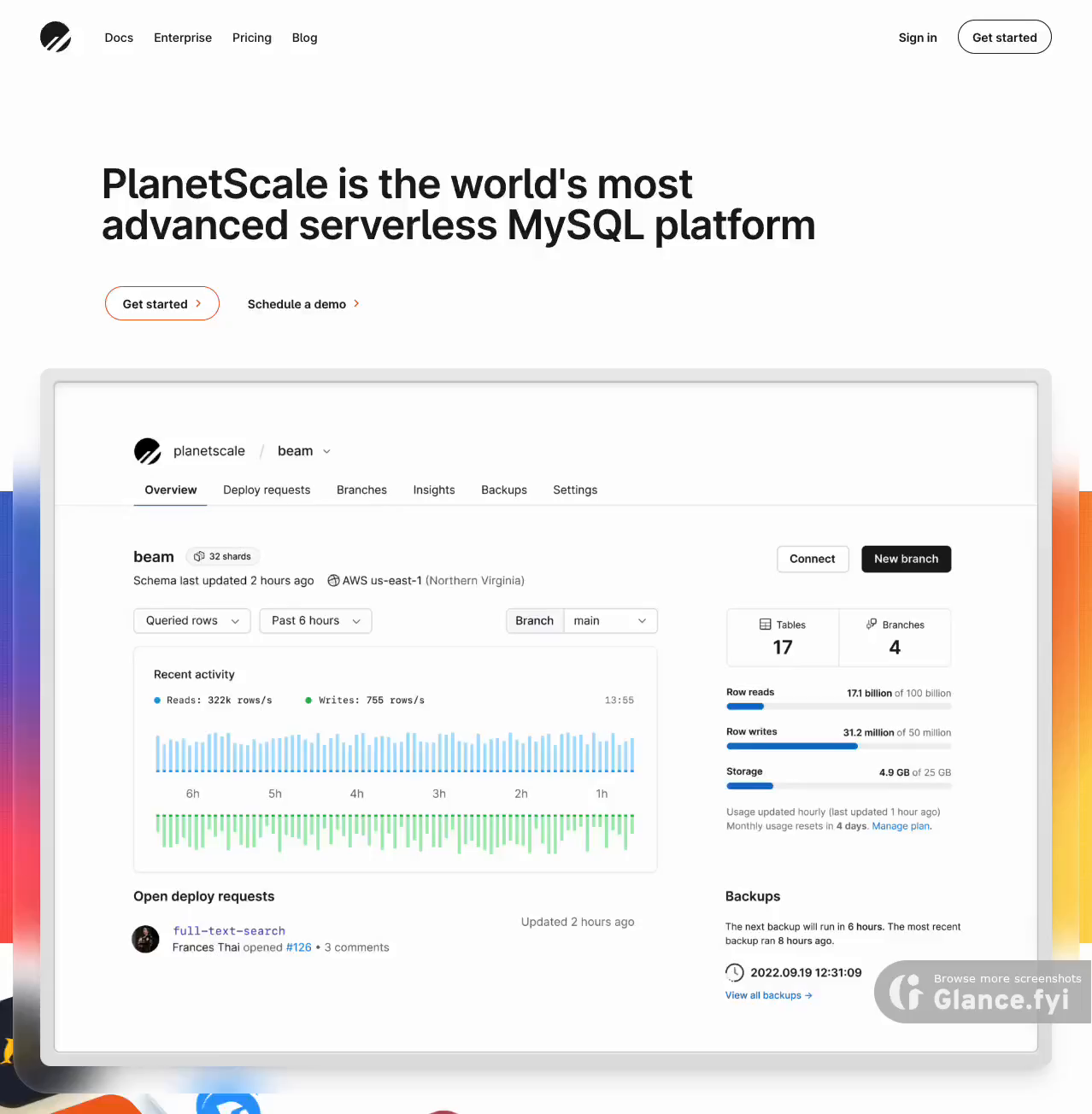 PlanetScale | Landing Page Inspiration on Glance