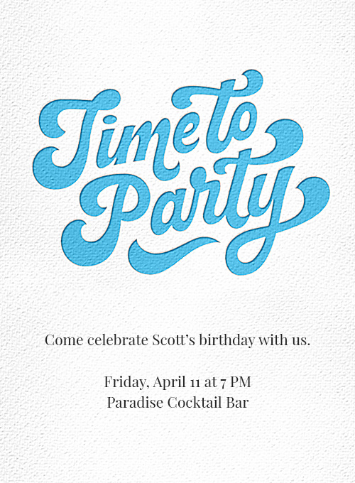 Time to Party (Blue) | Evite