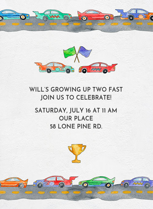 Fast Cars & Racing Flags Birthday | Evite