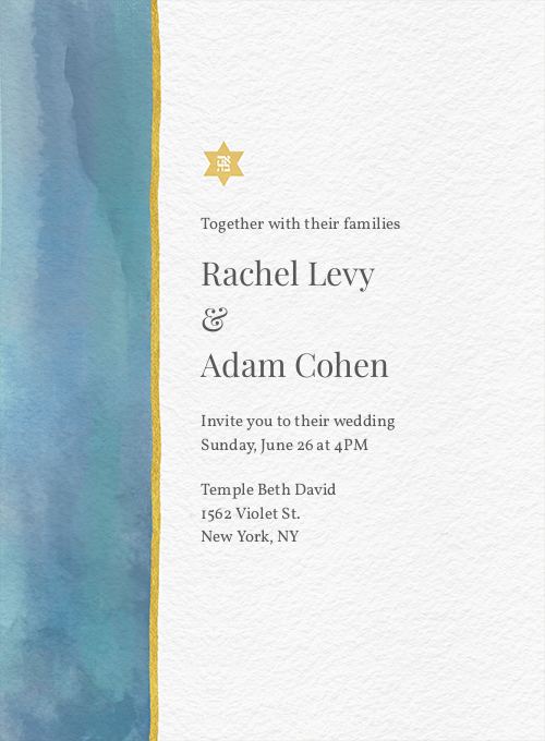 Gold Star of David Watercolor Invitation | Evite