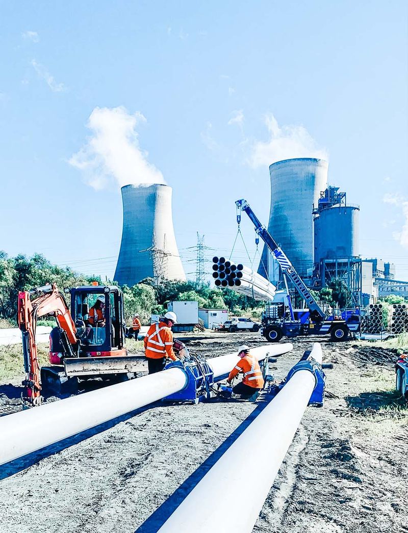 Power station fly ash reticulation system consisting of 10km of large ...