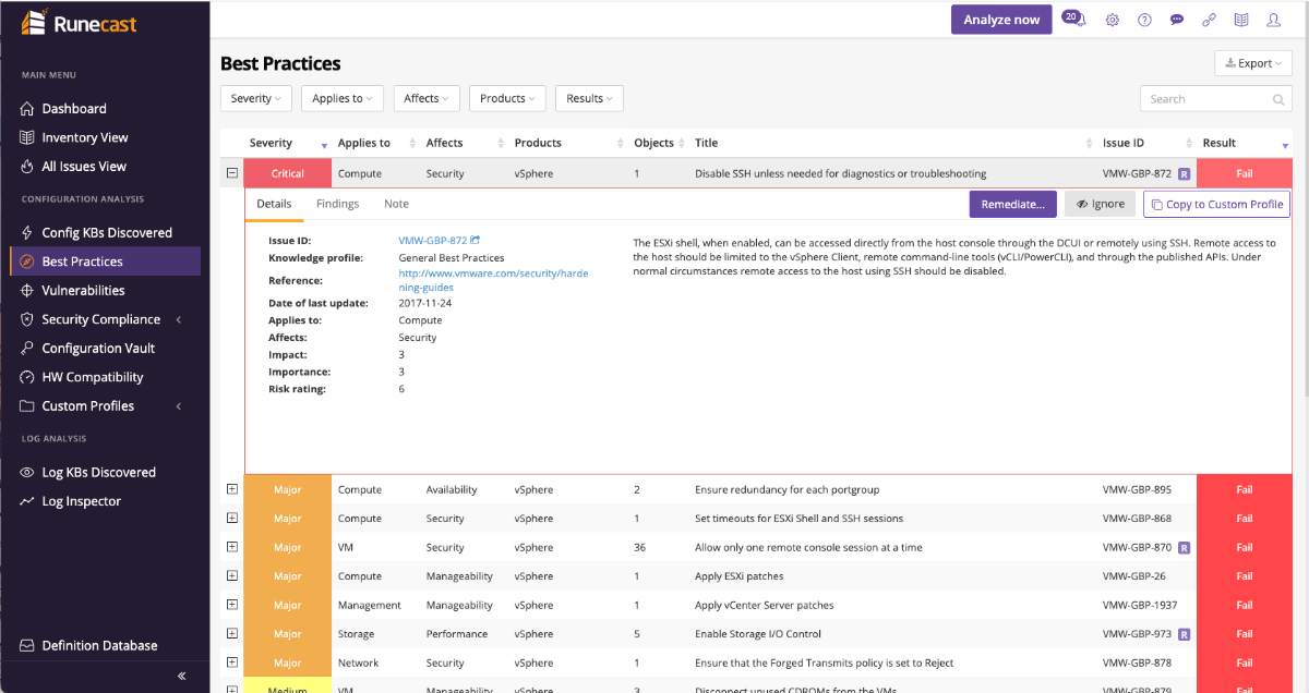 Runecast Analyzer 5.1 Remediation Deep Dive