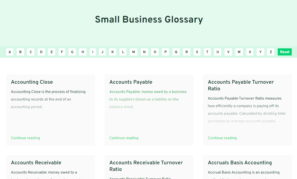 Small business glossary of terms
