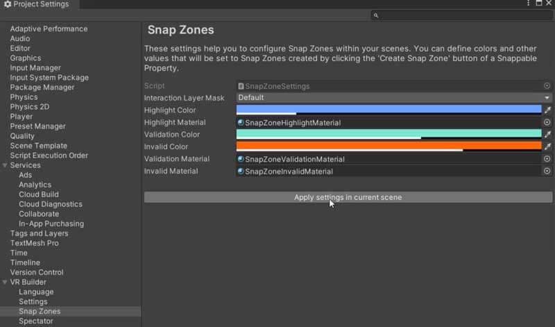 Customizing snap zones