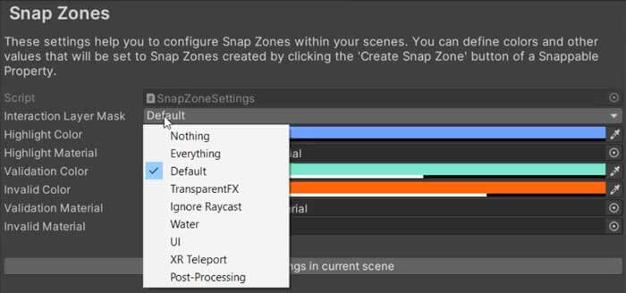Customizing snap zones