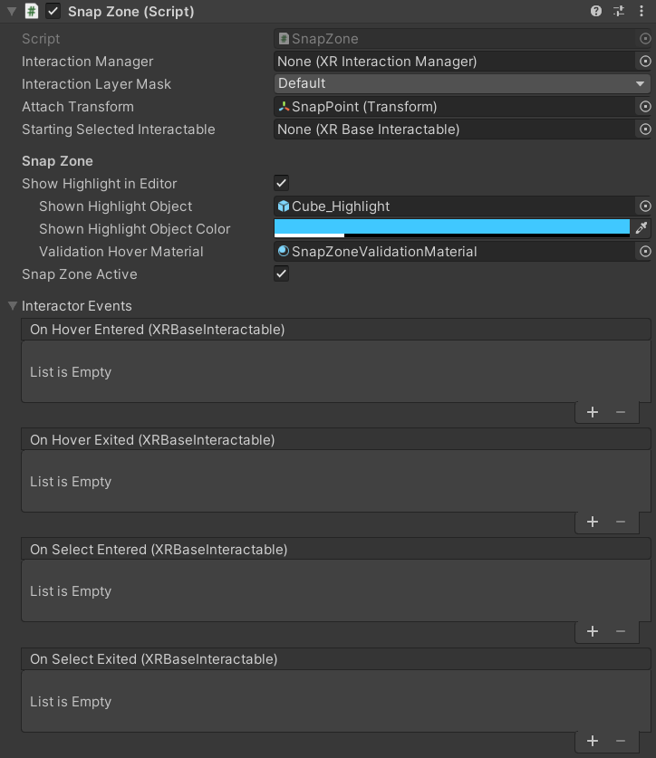 Interaction/snap object