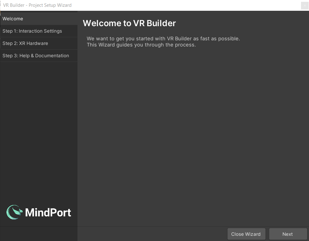 VR Builder setup
