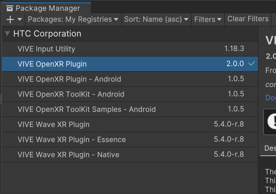 HTC Vive device setup