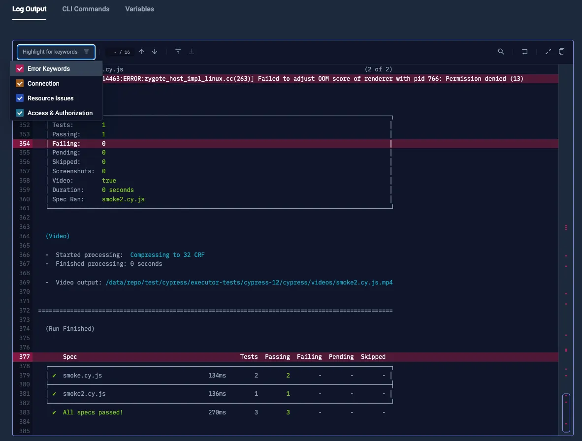 Log Highlighting for Faster Debugging with Testkube