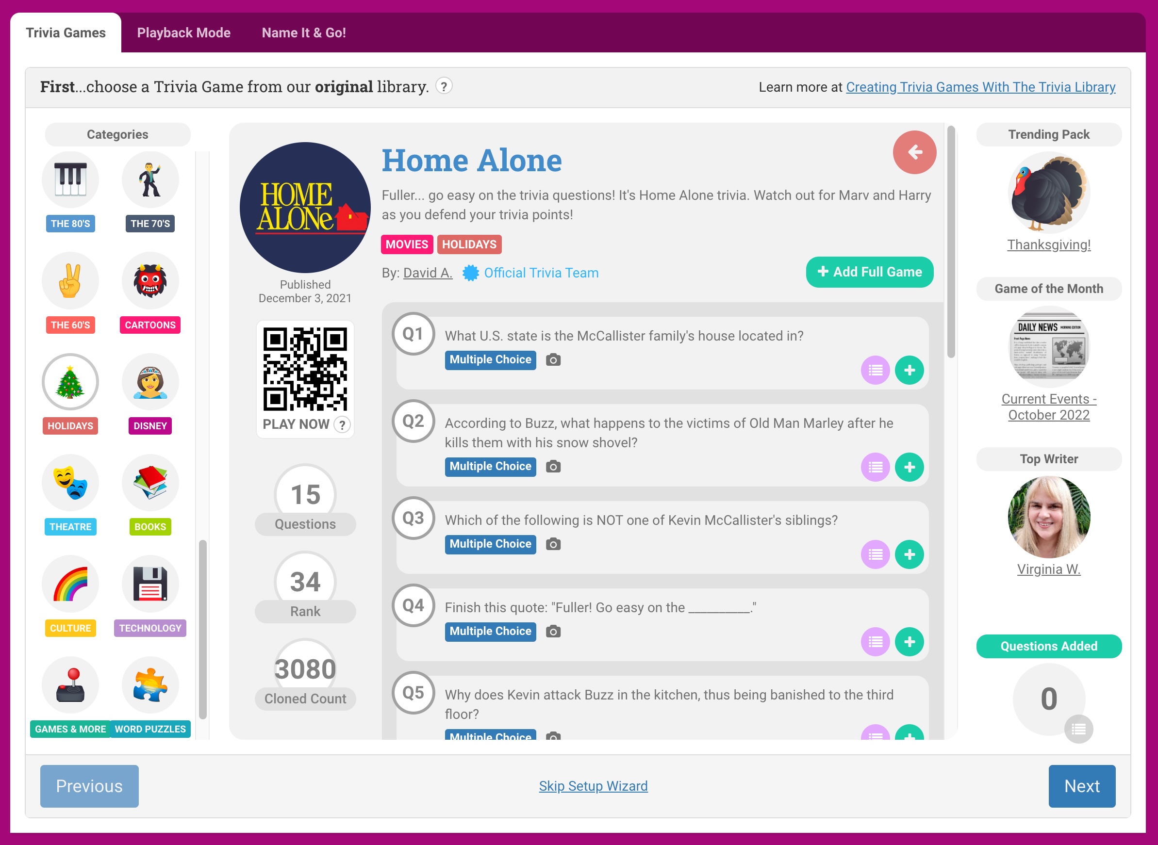 New Trivia Library - October 2022