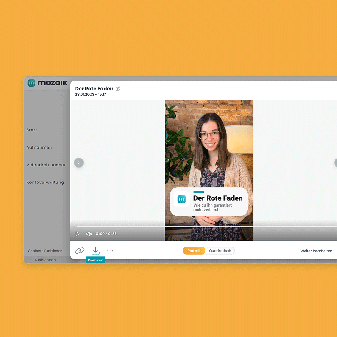 Funktion: Video-Export | Mozaik