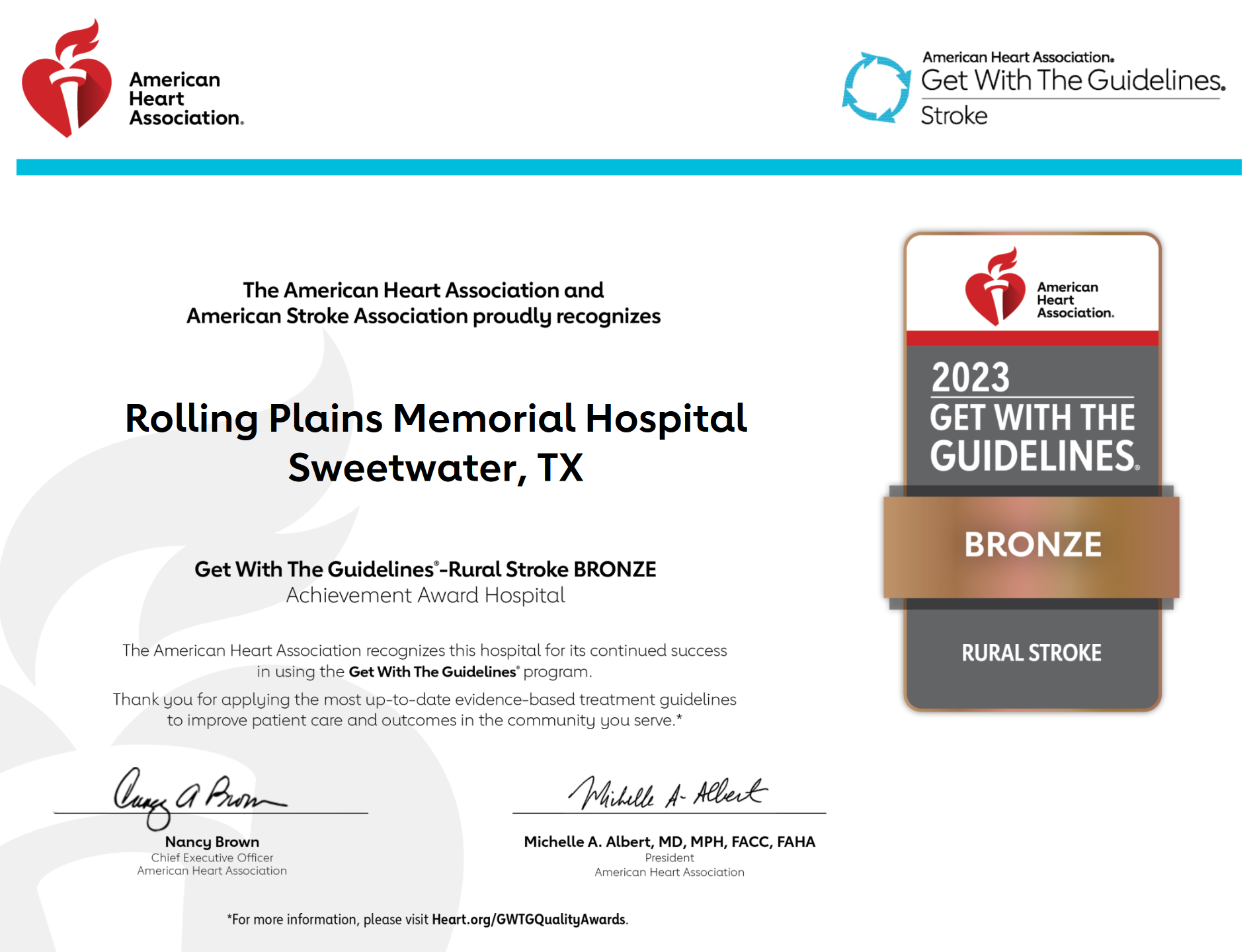 RPMH Brings Home Another Award: Rural Stroke - Bronze