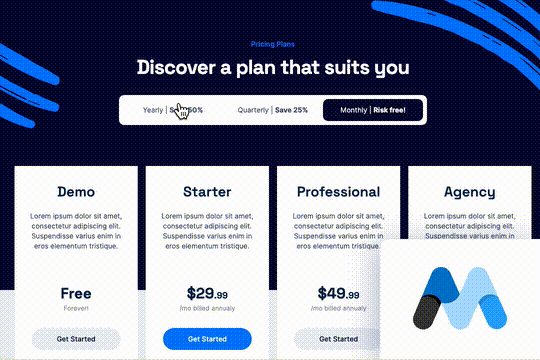 Membership Pricing Table Webflow Cloneable