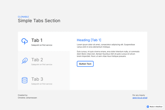 Simple Tabs Section Webflow Cloneable
