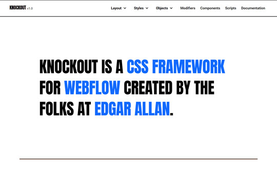 Knockout CSS Figma to Webflow Framework Webflow Cloneable