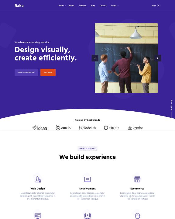 Blue Startup Webflow Template Raka | FlowRadar