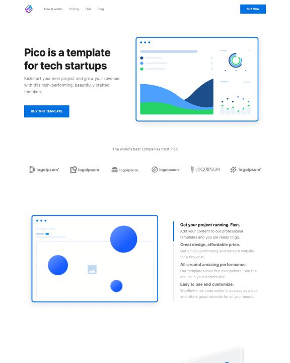 Basic Tech Startup Webflow Template Pico | FlowRadar