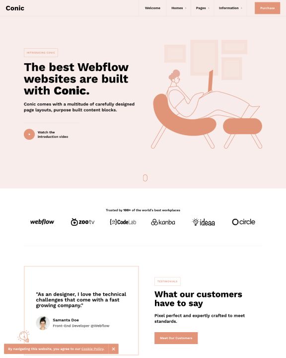 Customer Conversion Webflow Template Conic | FlowRadar