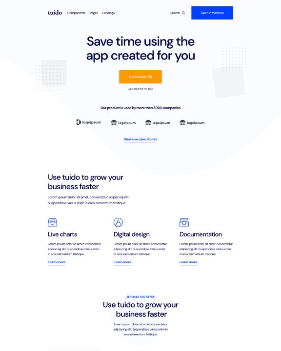 Startup Kit Webflow Template Tuido | FlowRadar