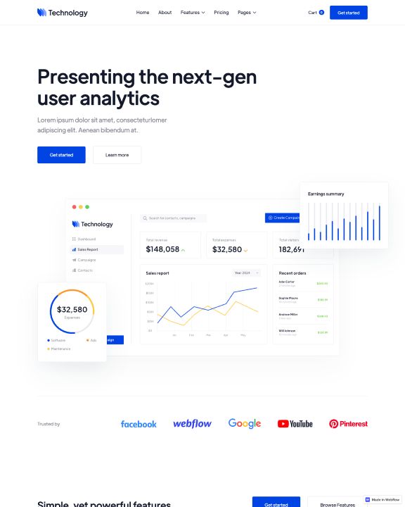 Startup Analytics Webflow Template Technology | FlowRadar