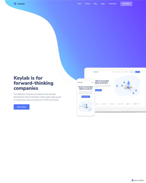 Blue Technology Webflow Template Keylab | FlowRadar
