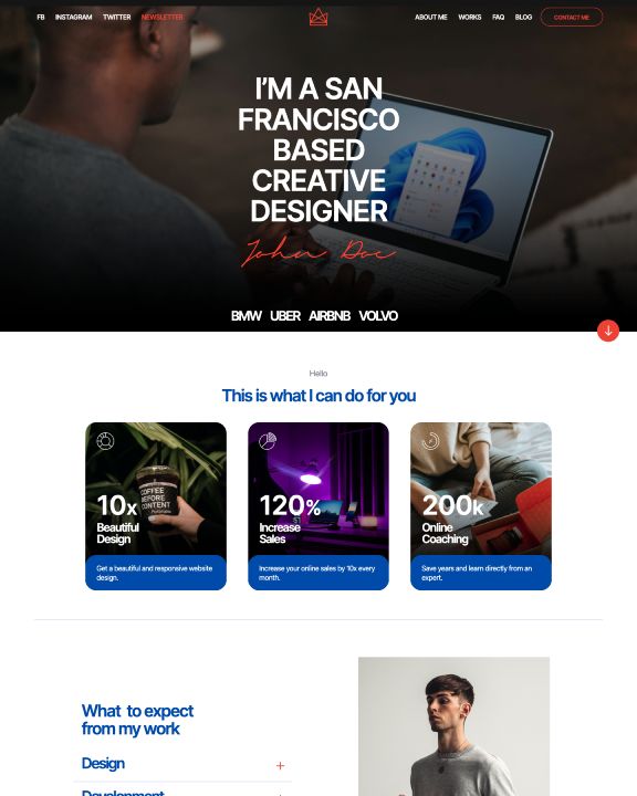 Creative Design Portfolio Webflow Template Horizon | FlowRadar