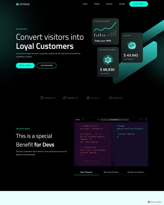 Loyalty Rewards Webflow Template Myrage | FlowRadar