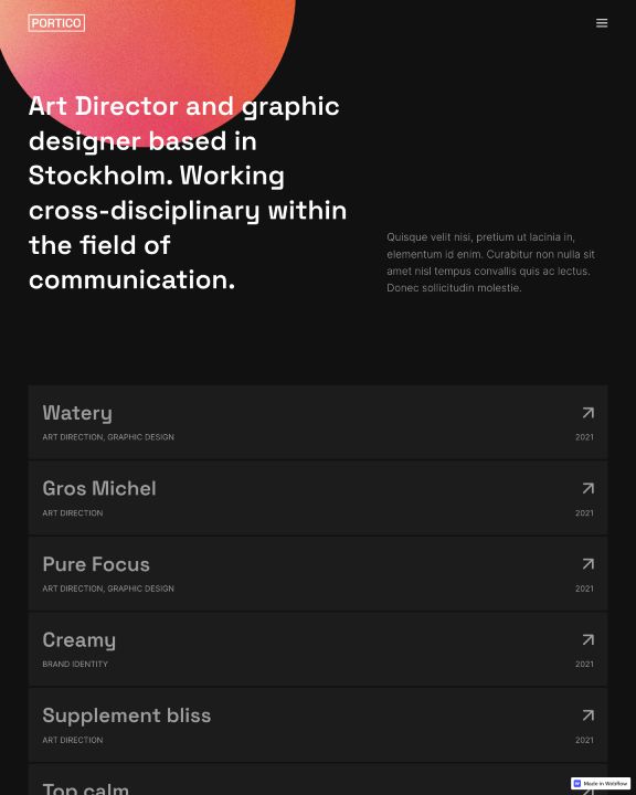 Art Portfolio Webflow Template Portico | FlowRadar