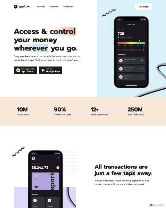 Money App Webflow Template Appflow | FlowRadar