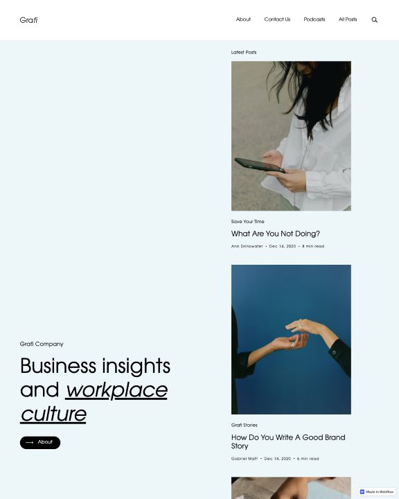 Business Blog Webflow Template Grafi | FlowRadar