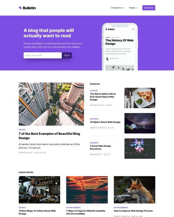 Optin Blogging Webflow Template Bulletin | FlowRadar