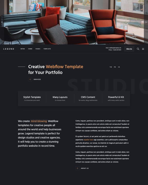 Stylish Creative Webflow Template Legend | FlowRadar