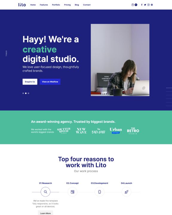 Innovative Services Webflow Template Lito | FlowRadar