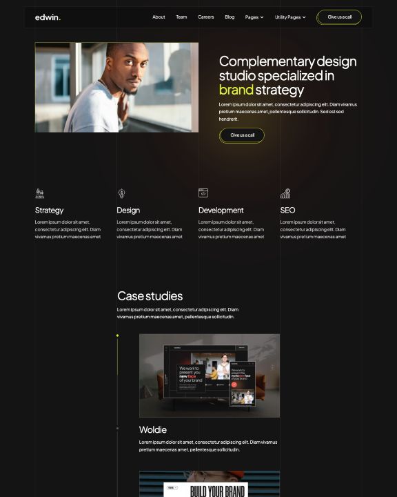 Dark Agency Webflow Template Edwin | FlowRadar