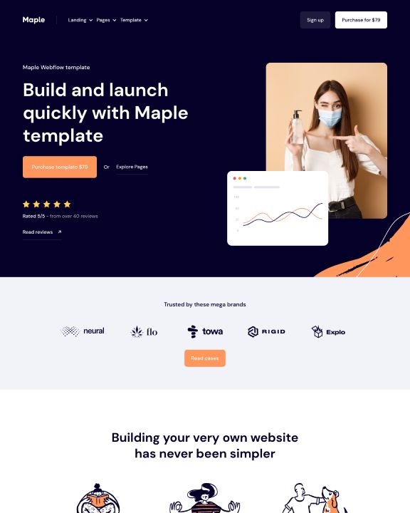 Beautiful Services Webflow Template Maple | FlowRadar
