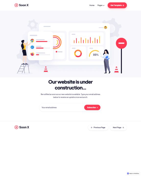 Coming Soon Webflow Template Soon X | FlowRadar