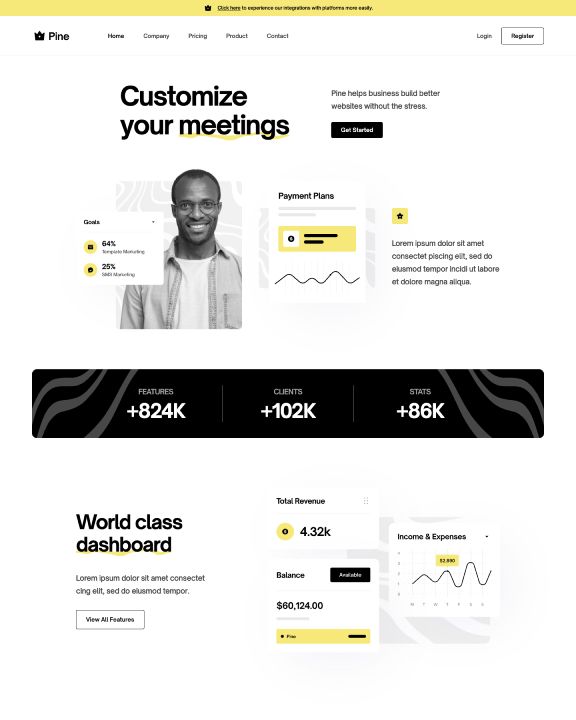 Meetings Webflow Template Pine | FlowRadar