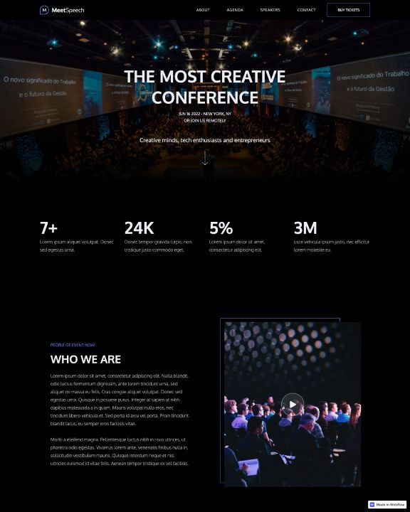 Creative Conference Webflow Template MeetSpeech | FlowRadar