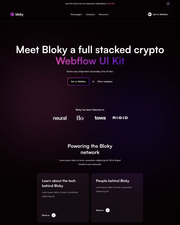 Crypto UI Kit Webflow Template Bloky | FlowRadar