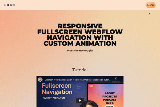 Responsive Full Screen Menu Navigation Webflow Cloneable