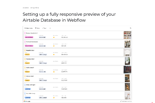 Embed Airtable Spreadsheet Webflow Webflow Cloneable