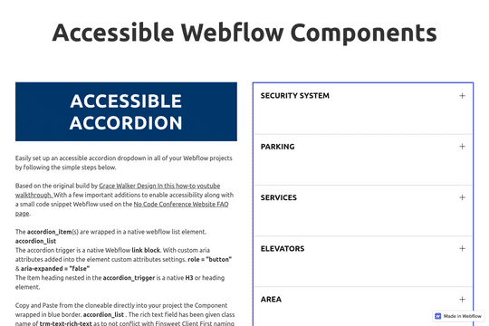Accessible Accordion Webflow Cloneable
