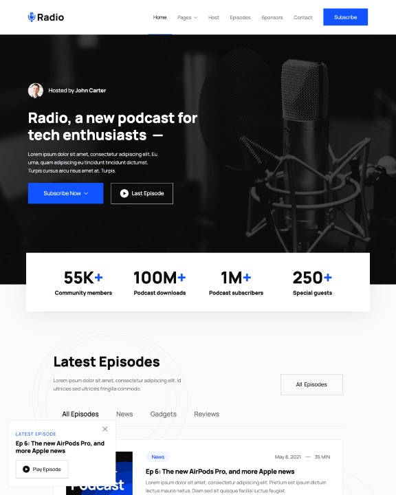 Radio Station Webflow Template Radio | FlowRadar