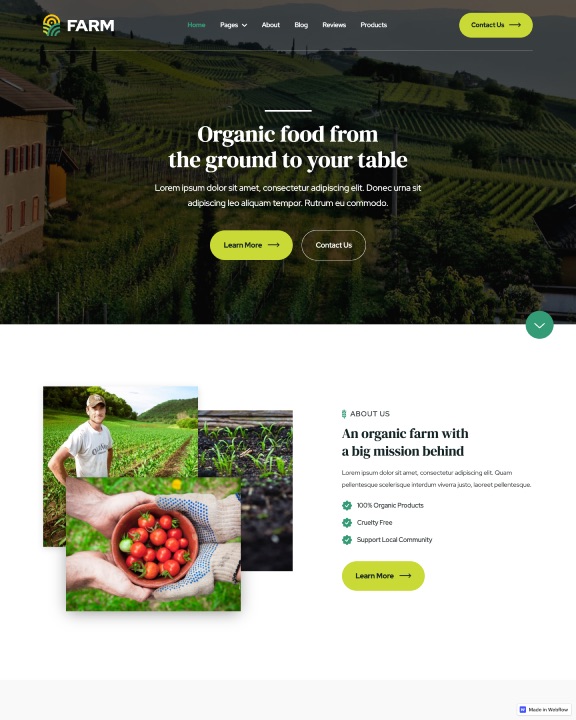 Organic Farming Webflow Template Farm | FlowRadar