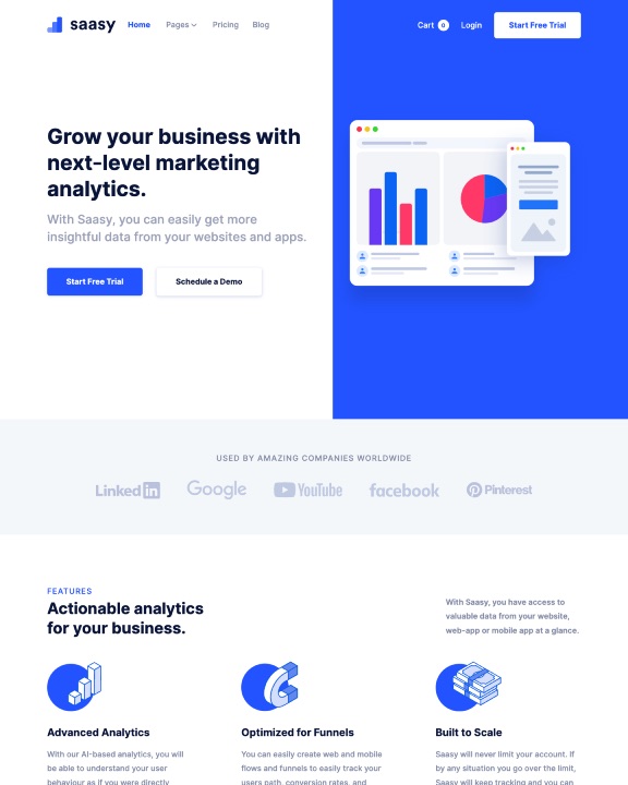 Marketing Analytics Webflow Template Saasy Ecommerce | FlowRadar
