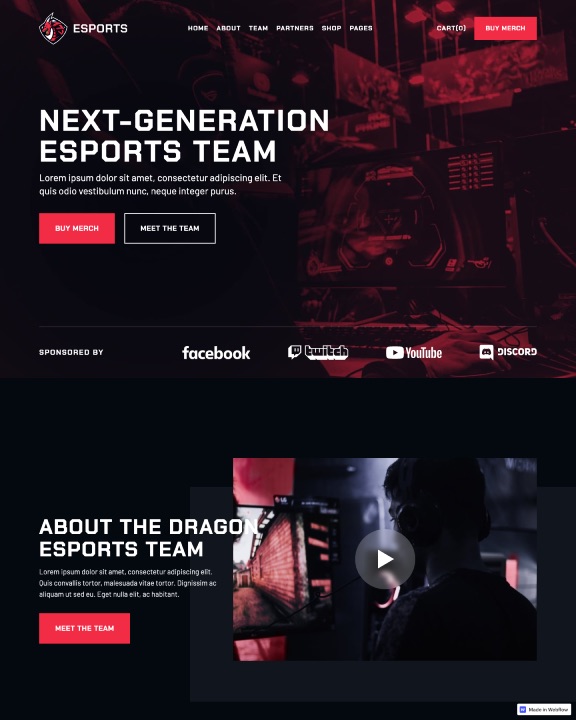 eSports Team Webflow Template eSports | FlowRadar